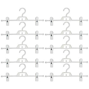 SENTOP 10Pcs Pants Hangers, Durable Plastic Skirt Hangers with Adjustable Clips, Space Saving Clothes Slack Hangers for Pants Skirts Trousers Shirt (13.8 Inches)