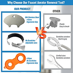 3-in-1 304 Stainless Steel Aerator Key & Faucet Aerator Removal Tool Set – Fits M20, M22, M24, M28, Cache Aerators (M21.5, M24, Junior, Regular) & Adjustable for Female Threads (16–34mm)