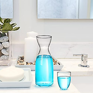 Mezchi 2 Pack Bedside Water Carafe Set with Tumbler Glass Set, 21 Oz Mouthwash Dispenser, Glass MouthWash Bottle, Clear Mouth Wash Container for Bathroom, Nightstand