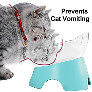 MILIFUN Raised Cat Food Bowls with Stand, Cat Dishes for Food or Water, Cat Tilted Bowl, Pet Dish with Stand (Arcuation-Bule)