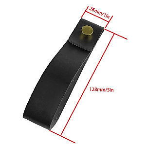 Yocimango 4pcs Leather Wall Lanyard Artificial Leather Suspender Hanger Wall-Mounted Leather Hook for Bathroom Kitchen Bedroom Wall (Black)-4pcs