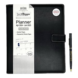 PlanAhead SEE IT BIGGER Monthly/Weekly Large Deluxe Planner/Organizer Premium Paper April 2024 - June 2025 9.75" x 11.75" and SUHEYLA Inspirational Pen “My Life is My Message"