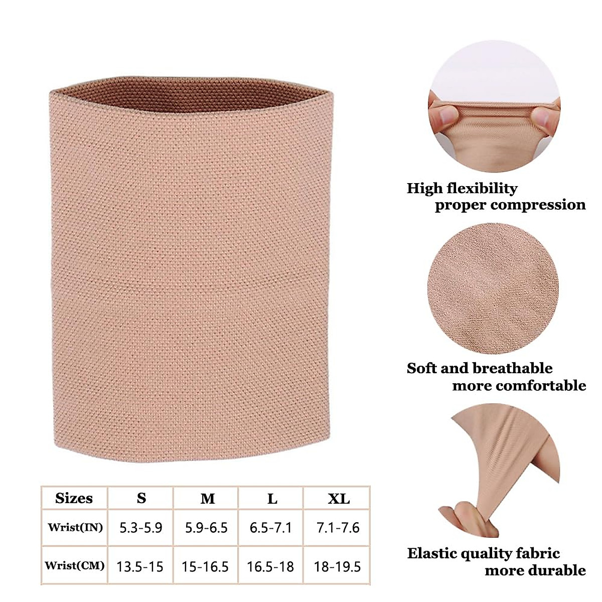 Wrist Compression Sleeve (4PCS), Soft Wrist Support Brace Wrist Bands for Tendonitis, Arthritis, Sprains Pain Relief, Elastic Carpal Tunnel Wraps Protector for Fitness, Sport, Weightlifting, Typing