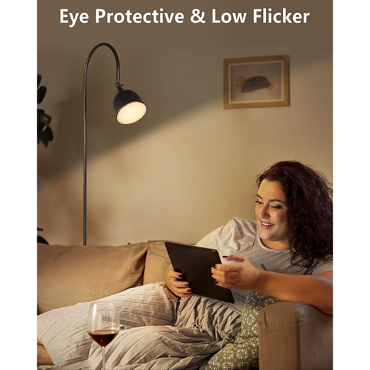 Modern Floor Lamp with Shelves -Bright Dimmable LED Floor Lamp for Living Room, Stepless Adjustable 3000K-6000K Colors & Brightness Standing Lamp with Remote, Black Reading Standing Lamp with Table