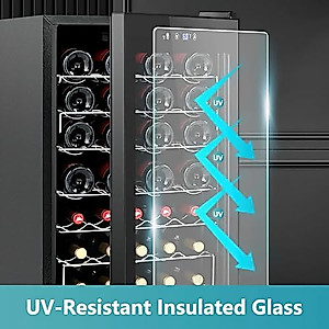 EUHOMY 45 Bottle Wine Cooler Refrigerator, Small Built-in Wine Fridge for Red, White and Champagne, 4.5 Cu.ft Mini Fridge with Adjust Temperature, Black