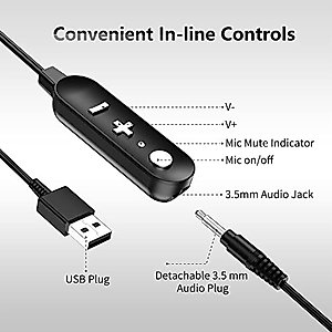 YBINYNA USB Headset with Microphone for PC, Noise Cancelling & Audio Controls Computer Headset 3.5mm Jack/USB Connection for Cell Phone/Call Center/Skype/Zoom/Webinar