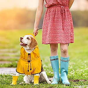 ASENKU Dog Rain Jacket with Reflective Strip Adjustable Belly Strap Lightweight, Four-Leg Design with Hood