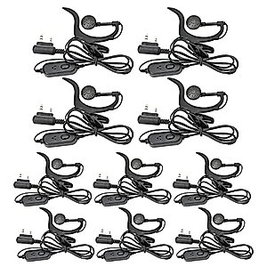 BAOFENG Walkie Talkie Earpiece with Mic 2 Pin K Port Headset UV-5R BF-F8HP 5RM UV-21R UV-5G Plus GM-5RH K5PLUS AR-152 UV-17R BF-888S GM-15PRO UV-S9 Plus Etc (10Pack)