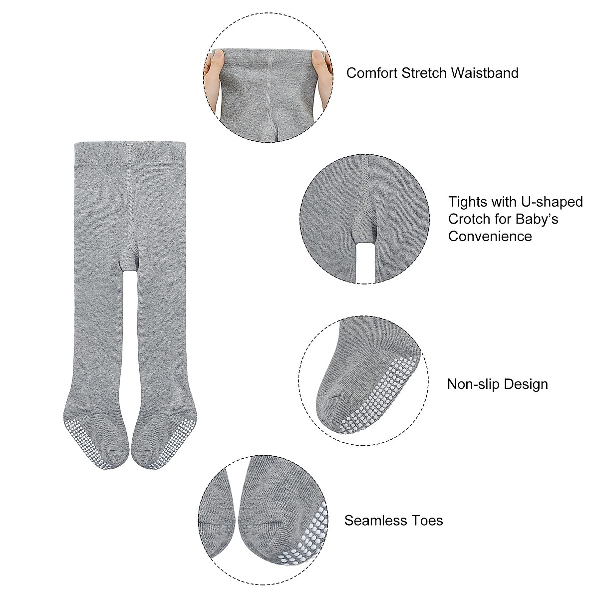 American Trends Baby Tights Non Slip Skid Baby Girl Tight Cable Knit Infant Leggings Toddler Stocking Pants 1 Pack White 6-12 Months