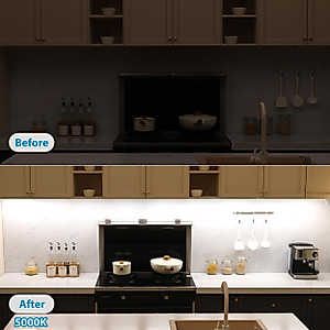 Litever Under Cabinet Lights Plug in, 6 pcs 12 Inches LED Light Strip Bars. Super Bright Dimmable Linkable for Kitchen Counter Above Cabinets Shelf Workbench Desk Closet Lighting. Daylight 5000K