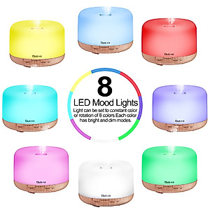 Dukya 500ml Essential Oil Diffuser, 5 in 1 Ultrasonic Aromatherapy Fragrant Oil Humidifier Vaporizer, Timer and Auto-Off Safety Switch