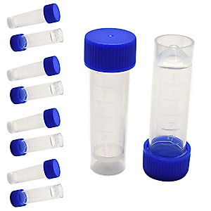 Aifeier ET,5ml Graduated Plastic Tube Vial Small Test Sample Bottle Container with Screw Cap - 50PCS