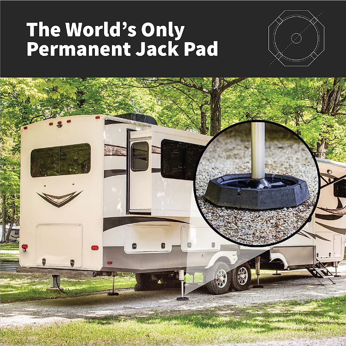 SnapPad XTRA (4-Pack) | Four-Point RV Leveling System Featuring 9” Round Jack Feet | Adds 61% Additional Surface Area For Stability, 5 lbs Per Pad & 11” Total Width | Must-Have RV Accessories