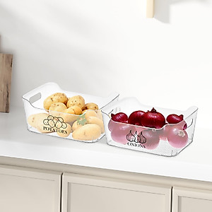 Xbopetda Potato and Onion Storage, Clear Plastic Potato Bin Storage and Onion Holder, 2 Set Kitchen Organizers and Storage, Pantry Storage Bins for Potato, Onion, Fruit, Vegetable, Produce, BPA Free