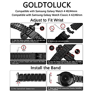 GOLDTOLUCK Compatible with Samsung Galaxy Watch 7 6 5 4 FE Band Ultra Pro Classic 43mm 47mm 45mm 40mm 44mm 42mm 46mm No Gap Classy Elegant Casual Men Women Metal Business Stainless Steel