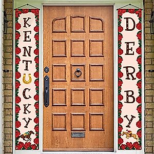 Kentucky Derby Porch Banner Churchill Downs Horse Racing Run for The Roses Party Front Door Sign Decoration Supply