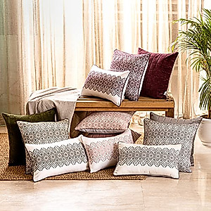 STITCH N STRING 12x20 Pack of 2 Blush White Embroidered Boho Decorative Bedroom Throw Pillows Covers for Bed & Couch Home Decor Cushion Cover