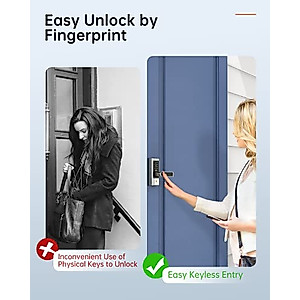 Keyless Entry Door Lock, Zomnua Fingerprint Lever Lock Keypad Door Lock with Handle, Deadbolt Alternative Front Door Lock Biometric Passcode Code Door Lock with IC Card for Home Hotel Office (Silver)