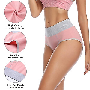 wirarpa Women's Cotton Underwear High Waist Briefs Ladies Soft Breathable Panties Full Coverage Underpants 5 Pack 4X-Large