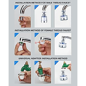 Sink Water Filter, 360° Rotating Bathroom Sink Filter, Kitchen Bathroom Universal Sink Water Filter Faucet-Removes Chlorine Fluoride Heavy Metals