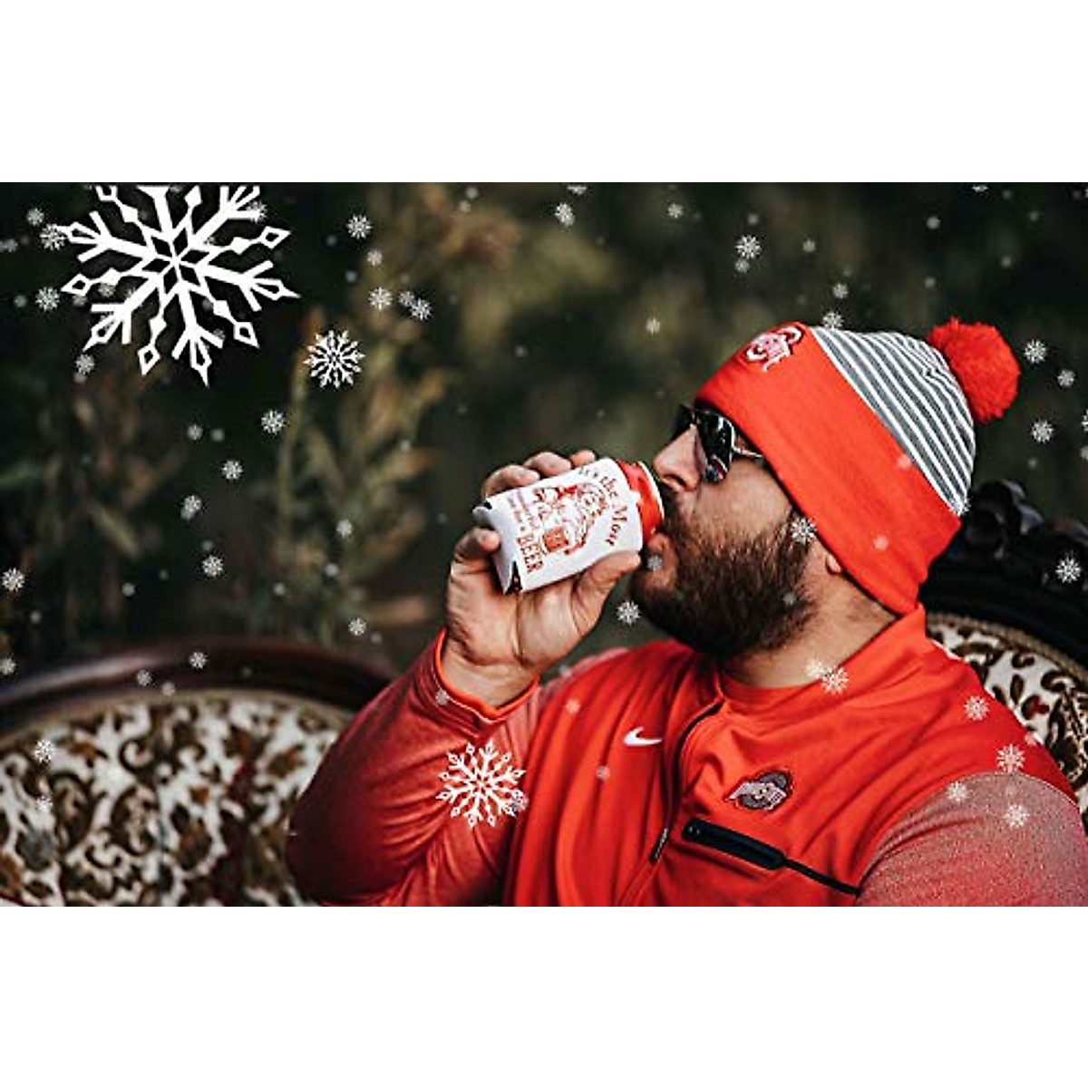 Funny Christmas Santa Beer Can Cooler Stocking Stuffer Party Favor Gift for Men Adult- Set of 2 (Its the Most Wonderful Time for a Beer)