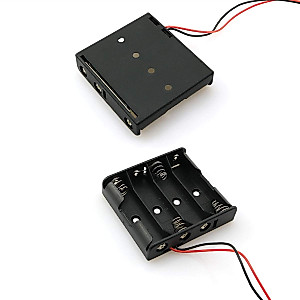 ZRM&E 6V Power Box 4xAA Battery Holder Case with DC 5.5x2.1 Connector Mate with Barrel Jack Connector on Arduino