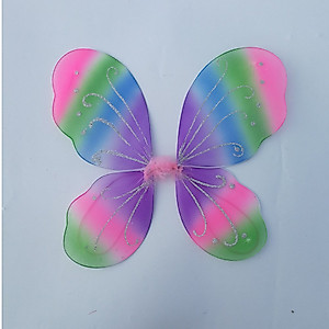 4 PC Girls Fairy Wings Butterfly Costume Set with Wings, Tutu, Wand & Halo