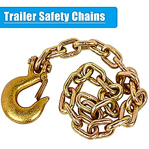 Tnyeobae 35" Trailer Safety Chain with 3/8" Clevis Snap Hook,Grade-70 Heavy Duty Binder Chain(Pack of 2)