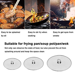 Splatter Screen for Cooking - Stainless Steel Grease Splatter Guard for Frying Pan, No Cooking Oil Mess No Burns, Ultra Fine Mesh Lids Set of 3(10", 11.5", 13")