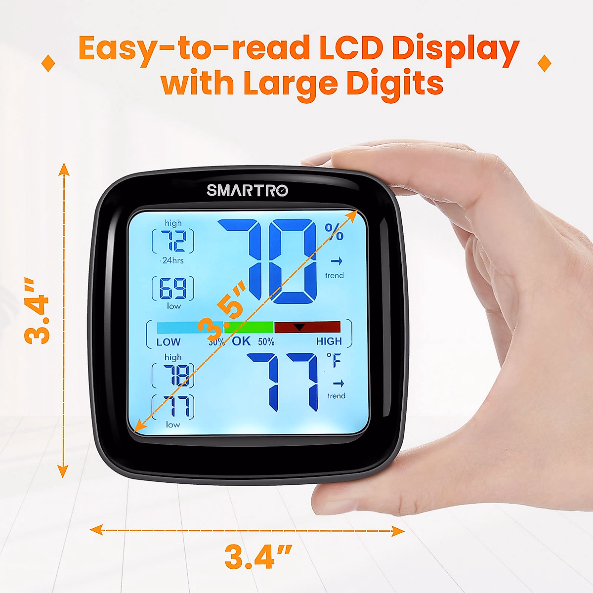 SMARTRO SC42 Professional Digital Hygrometer Indoor Thermometer Room Humidity Gauge & Pro Accuracy Calibration