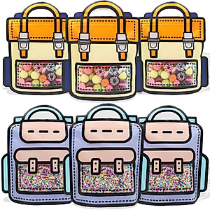 30 Pack Cartoon Backpack Goodie Bags Clear Gift Candy Bags with Handle Small Plastic Ziplock Seal Bags Smell Proof Resealable Packaging Storage Bags Candy Bag Party Favor Birthday Bags(Mixcolor)