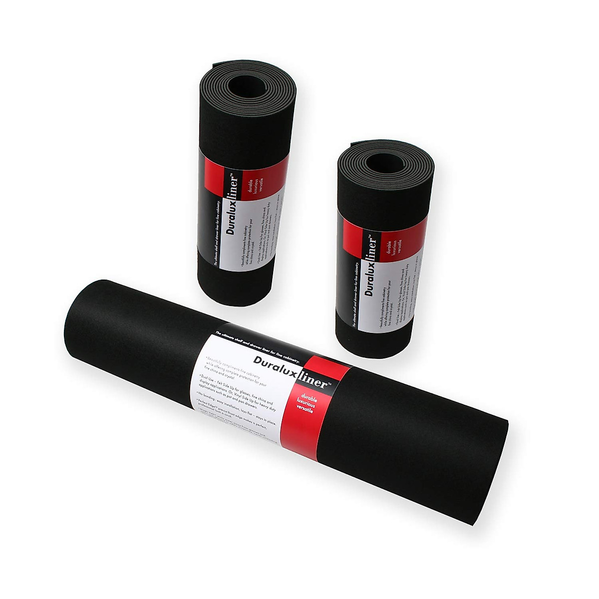 Duralux Black Shelf Liner (one 20" x 10' roll) | Drawer Liner | Non-Adhesive | Felt-Backed for Dual Use | Non-Slip | Durable & Waterproof | Home & Office