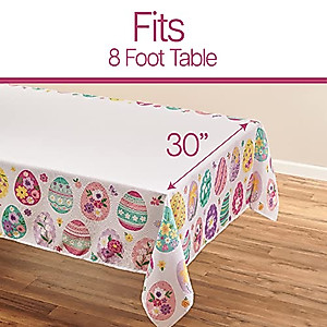 Kadut Easter Tablecloth Rectangle, Easter Eggs Fabric Table cloth, Elegant, Bold and Cheerful Easter Egg Design. Rectangular (60"x 126”) Indoor/Outdoor Use. For Spring, Easter, and Summer Tablecloth.