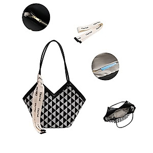 The Quilted Tote Bag Womens Purses and Handbags Top Handle Handbags for Ladies Satchel Handbags for Women(Black6)