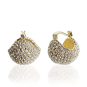 Sonateomber Chunky Gold Huggie Hoop Earrings for Women Sparkly Bling CZ Cubic Zirconia Rhinestone Statement Ball Teardrop Earrings Wedding Prom Jewelry Gift