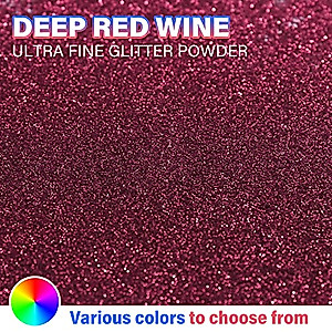 DoMyStar Ultra Fine Glitter Powder 3.5oz Craft Glitter Sequins PET for Epoxy Resin, Slime, Tumblers, Makeup, Nail&Painting Arts, Festival Decoration - Deep Red Wine