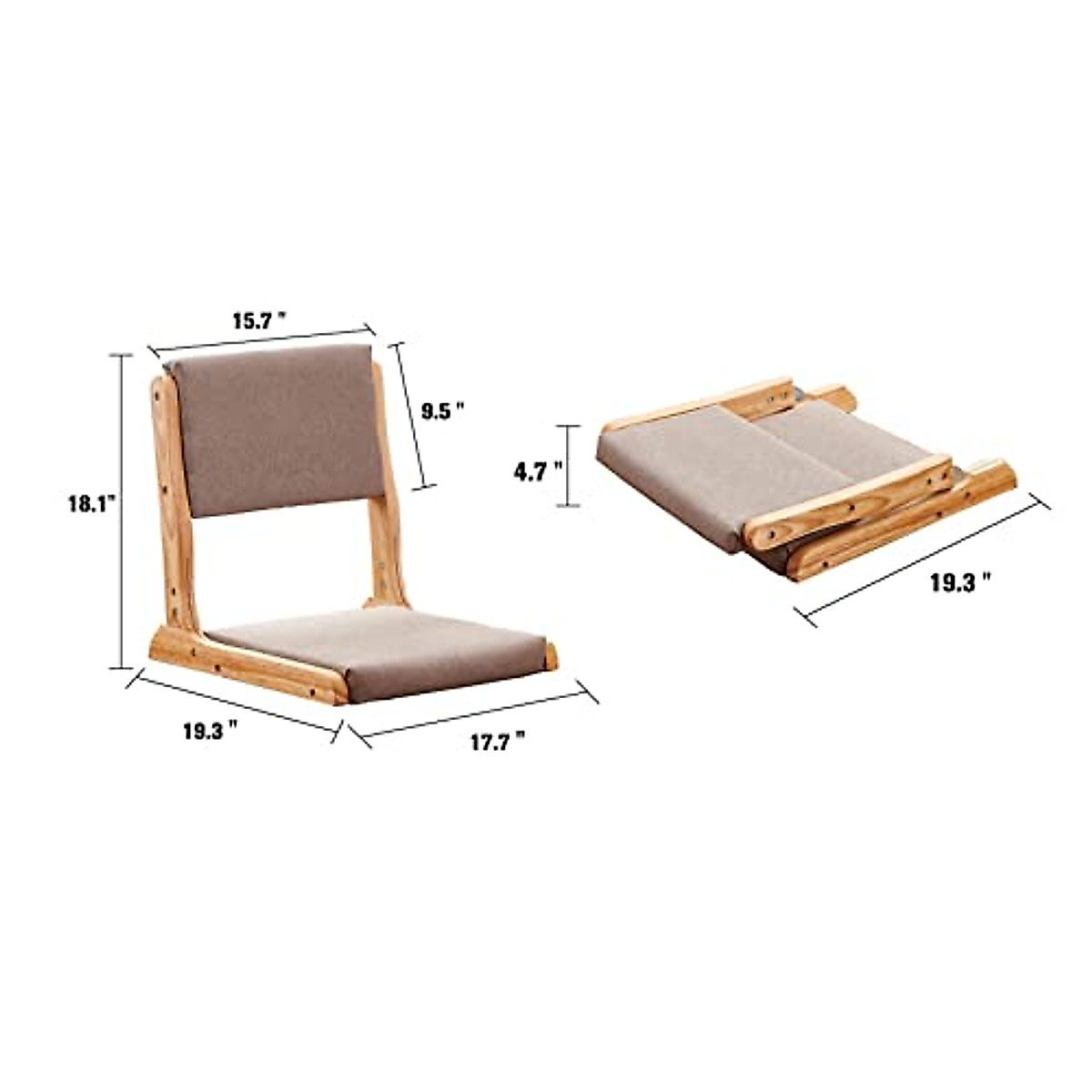 GGCG Tatami Chair Accent Furniture,Foldable Meditation Floor Chair, Living Room Chair Floor Seat, Portable Japanese Legless Chair,Lazy Sofa for Bay Window Meditation Reading,Balny Chair with Cushion