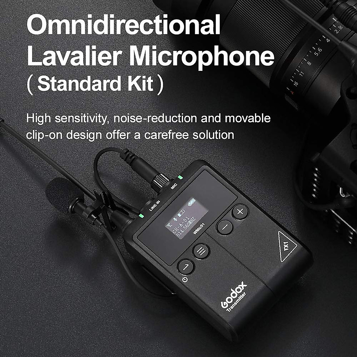 Godox WMicS1 UFH Wireless Microphone System 1 with Omni Lavalier Microphone