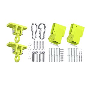 Highpro 2 Swing Set Brackets and 2 Swing Hangers for Wooden Sets Heavy Duty Swingset Hardware Swing Set Parts Outdoor Swing Set Accessories with Locking Hooks for Porch, Patio, Playground Indoor/Outdo