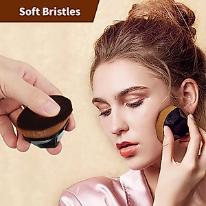 BEAHOT 4 Pack Foundation Makeup Brush - Flat Top Travel Kabuki Brush Momma Brush for Blending Liquid, Cream or Flawless Powder Cosmetics with Protective Case, Easy to Carry Make up Brush