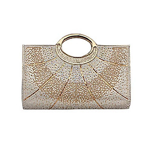 GESU Clutch Purses for Women Rhinestone Evening Bag Wedding Party Cocktail Purses Handbags,Gold.