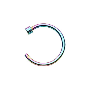 Basic Rainbow 316L Surgical Steel Nose Hoop Ring (Sold Individually) (18 GA, 8mm)