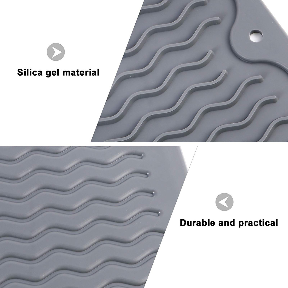 Hemoton 1pc Silicone Draining Mat countertop Dish Silicone Utensils Kitchen mat Silicone trivets Drain mat pad Silicone Drying mat Kitchen Dish Drying Mat Ripple Dish mat