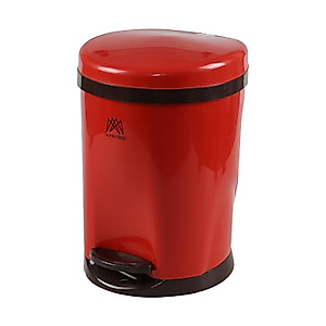 Afromy Small Bathroom Trash Can with Lid Soft Close, Step Pedal, 1.8 Gallon Garbage Can with Removable Inner Bucket, Red