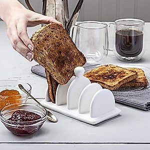 WM Bartleet & Sons 1750 Traditional Porcelain 4 Slot Toast Rack with Carry Handle/Knob– White