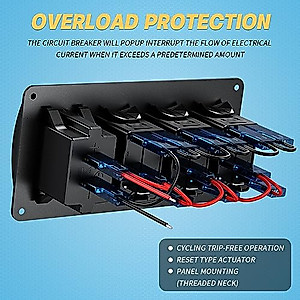 3 Gang Rocker Switch Aluminum Panel with Voltmeter & Dula USB Charger (4.8 Amp) 12V/24V DC Rocker Switch with Night Glow Stickers, Waterproof for Marine, Boat, Car, Truck, Jeep (Blue)