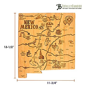 Totally Bamboo Destination New Mexico State Shaped Serving and Cutting Board, Includes Hang Tie for Wall Display