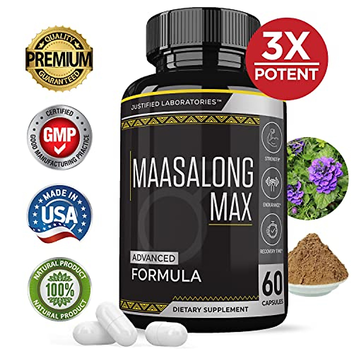 Maasalong Max 1600MG All Natural Advanced Men's Health Masalong Formula 60 Capsules