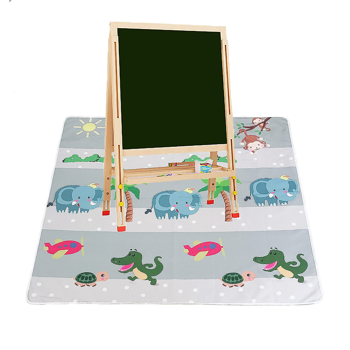 Large Splat Mat for Under Highchair Washable , Anti-slip Silicone Spot Splash Mat, Waterproof Floor Protector, Mess Mat for Arts Craft (53x53 inch)