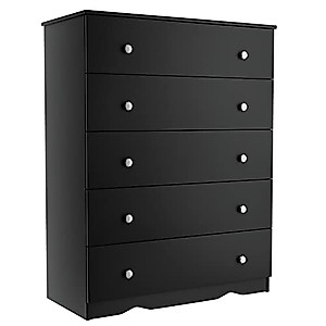 JUMMICO Drawer Wooden Dresser, 5 Drawer Dresser for Closet Bedroom, Modern Wooden Storage Drawer for Nursery Living Room and Hallway Dressers & Chests of Drawers (Black)